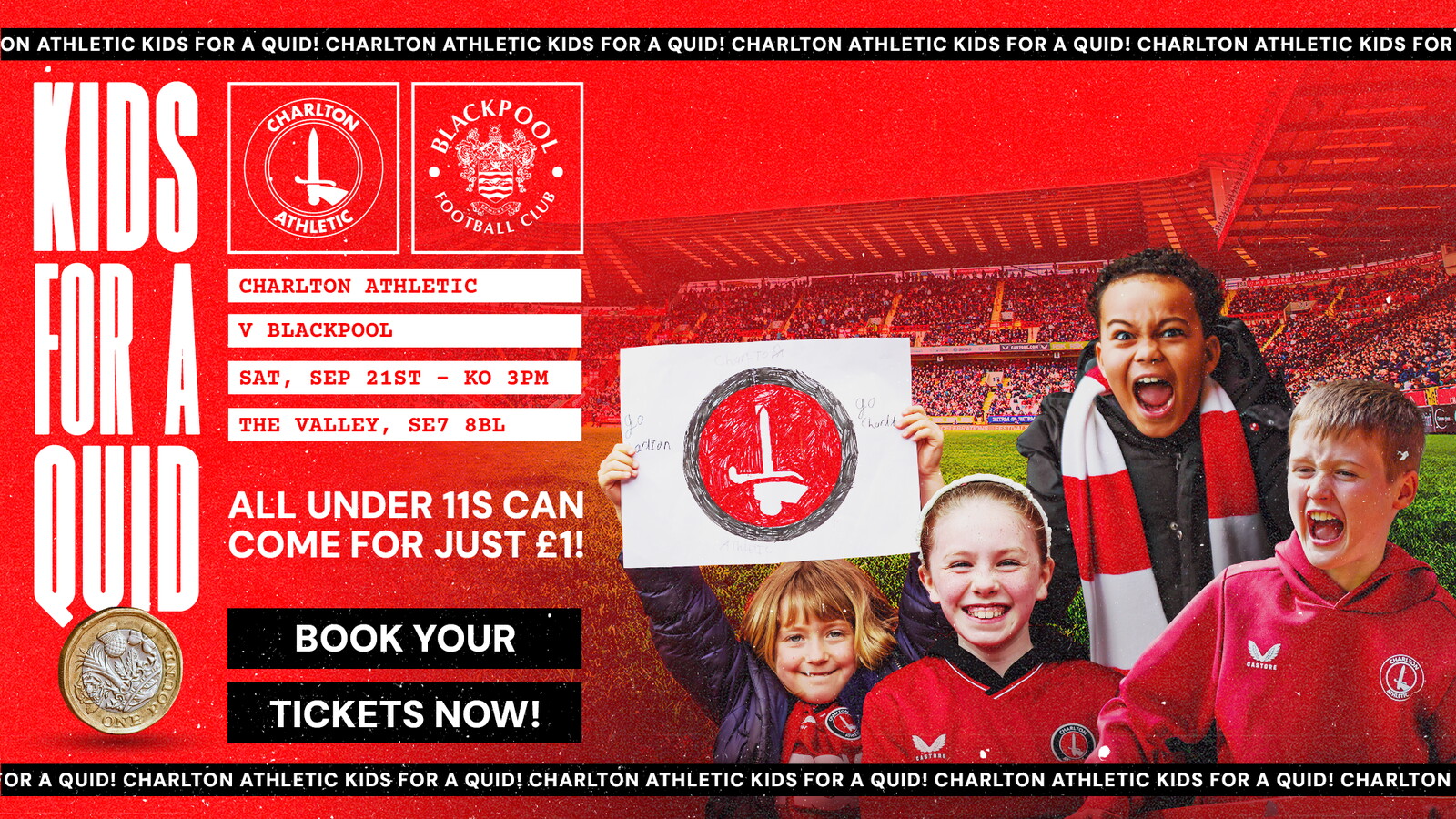Kids for a Quid returns for Blackpool clash | Charlton Athletic ...