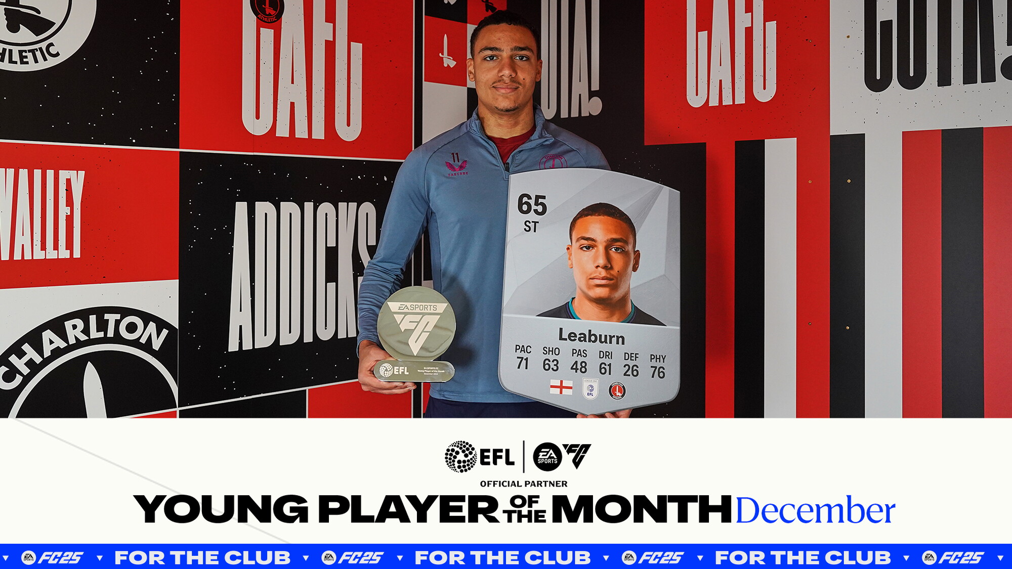 Leaburn wins EFL Young Player of the Month! | Charlton Athletic ...
